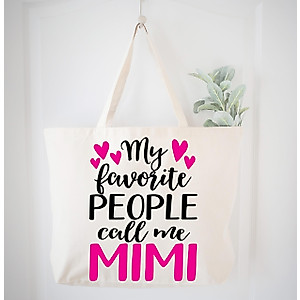 COCOVICI Mimi Tote Bag | My Favorite People Call Me Mimi | Grandma Gifts | Mimi Gifts | Mimi Christmas Gift | Christmas Gift from Grandkids (My Favorite People Call Me Mimi Pink/Black Font)