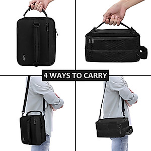 Tirrinia Expandable Insulated Lunch Bag, Leakproof Flat Lunch Cooler Tote with Shoulder Strap for Men and Women, Suitable for Work & Office, Black