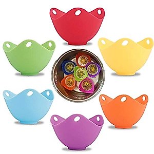 ZDK-C8 Egg Poacher with Flat Bottom Silicone Egg Poaching Cup Egg Pod Poached Egg Maker Silicone Egg Poachers Egg Cups for Soft Boiled Eggs for Microwave, Instant Pot, Cookware (6PCS)