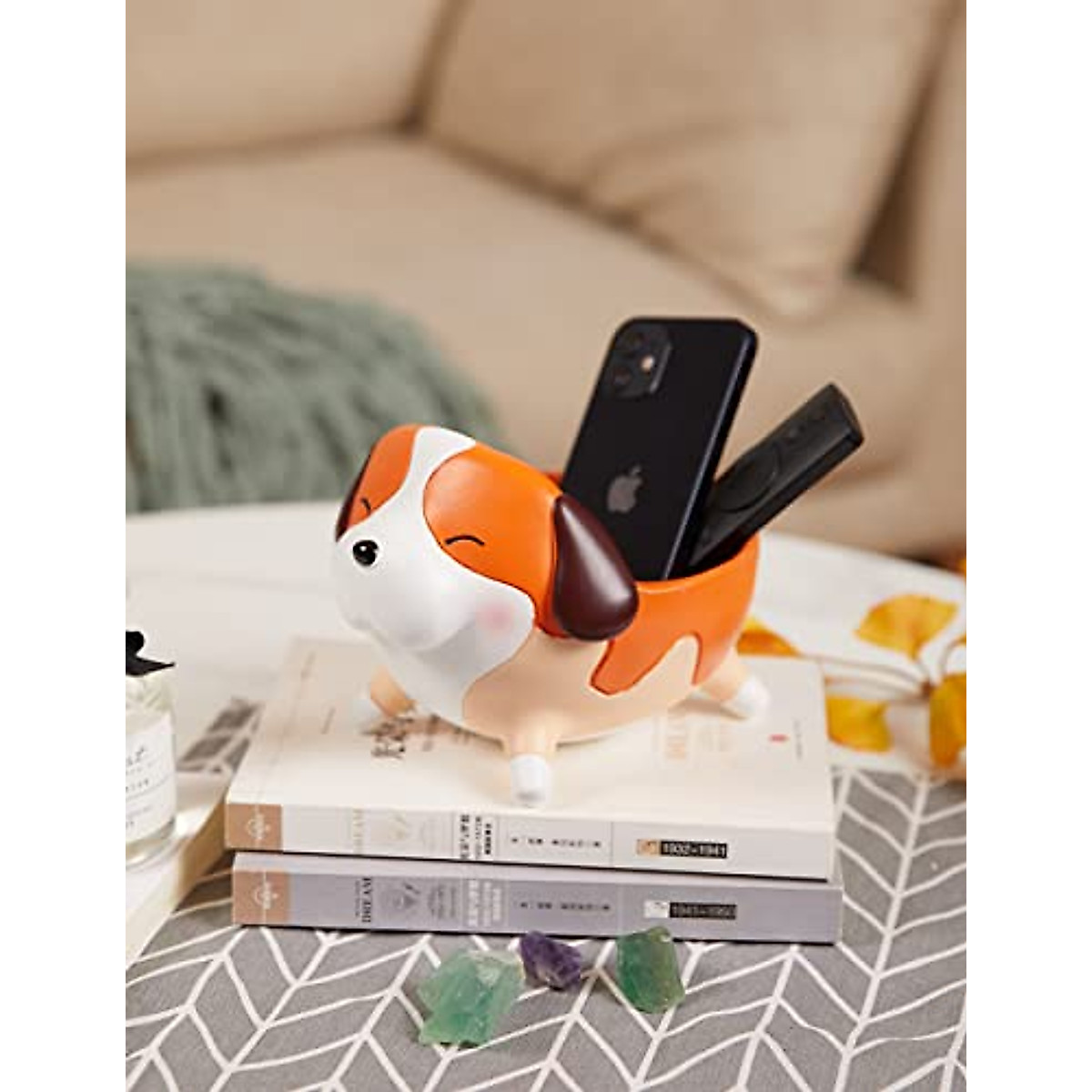 SEINHIJO Dog Candy Dish Cookie Plates Nuts Bowl Jewelry Tray Animal Arts Statue Sculpture Polyresin Figurine 6.7 inch