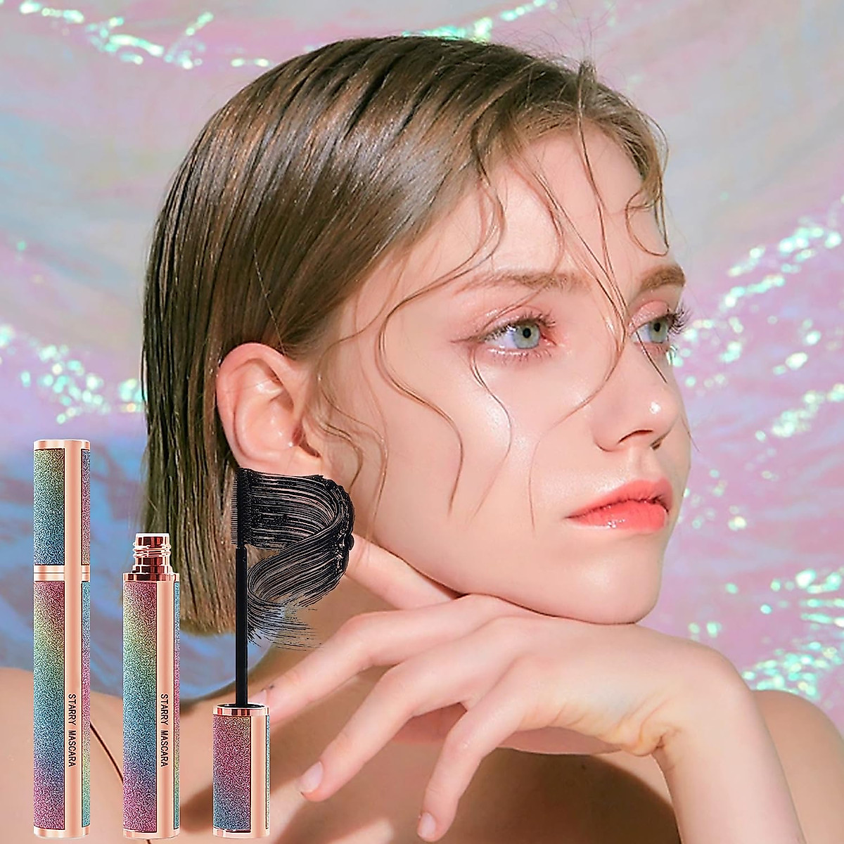 4D Silk Fiber Lash Mascara, Black Voluminous Fiber Thrive Mascara, Mascara Black Volume and Length, Longer Thicker Eyelashes, Waterproof & Long Lasting, No Smudge, No Clumping, No Flaking (1pcs)