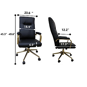 Office Chair Ergonomic Desk Chair，Swivel Computer Desk Chair with Adjustable Height and Wheels，High Back Leather Executive Chair with Lumbar Support,Black