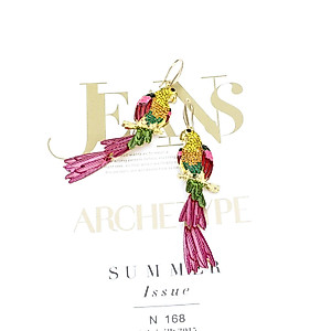 Colorful Parrot Dangle Earrings Shining Rainbow Rhinestone Drop Earrings Bohemian Animal Bird Earrings for Women Jewelry