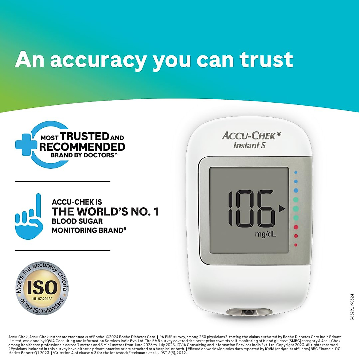 Accu-Chek Instant S Glucometer with Free Test Strips, 10 Count (White)