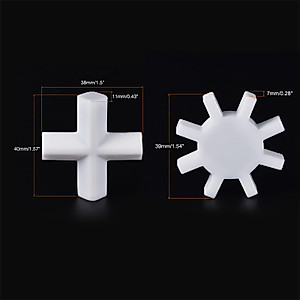 MECCANIXITY Magnetic Stirrer Mixer Stir Bar Rod Cross/Gear Shape Coating Magnet White for Laboratory 2in1 Set