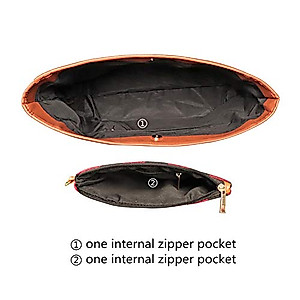 MONOBLANKS Women Buffalo Plaid Check Tote Set with Matching Wristlet,Personalized Top Handle Handbag Working Bag Best Gift for Her (Red Buffalo Plaid)