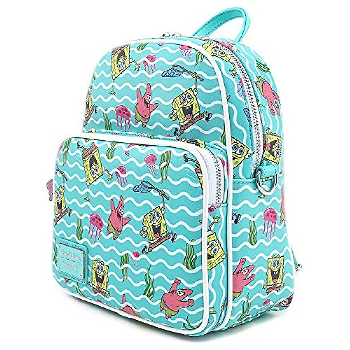 Loungefly Spongebob Squarepants and Patrick Jellyfishing Womens Double Strap Shoulder Bag Purse