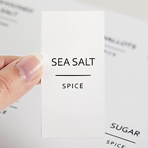 Talented Kitchen 140 Spice Labels Stickers, Preprinted White Minimalist Spice Jar Labels for Herbs Seasonings, Kitchen Spice Rack Pantry Organization, Black Text (Water Resistant)