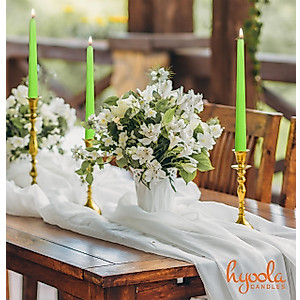 12 Pack Tall Taper Candles - 10 Inch Lime Dripless, Unscented Dinner Candle - Paraffin Wax with Cotton Wicks - 8 Hour Burn Time