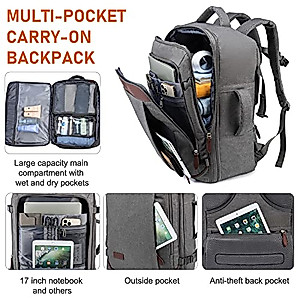 LOVEVOOK Carry on Backpack, 45L Large Travel Backpack for Women Men Airline Approved, Expandable Large Suitcase Backpacks With 4 Packing Cubes, Aer Travel Pack 3, Water Resistant Weekender Bag