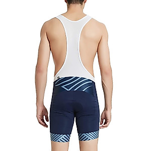 Santic Mens Cycling Bib Shorts Padded Cycle Bib Tights Mens Padded Biking Shorts Breathable Lightweight Navy L