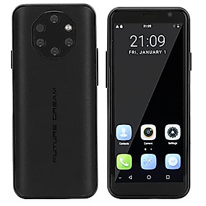 Yunseity Mini Unlocked Smartphone, Soyes S10I Facial Fingerprint Unlock Cellphone, Front 8MP Rear 13MP, Supports Dual Sim Cards, Lasting Battery, for Students Elderly (Black)