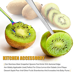 Grapefruit Spoons Serrated Edge Grapefruit Knife Stainless Steel Grapefruit Utensil Tool Dessert Spoons for Citrus Lemon Kiwi Salads Melon Lime Pitaya Apple Fruit Puree (Gold)