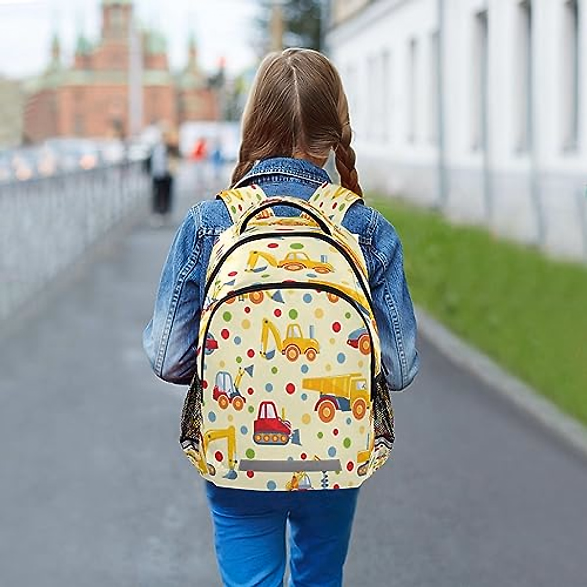 Kcldeci Kids Backpack for Girls Boys Toys Heavy Equipment and Machinery Middle-School Backpacks Elementary Bookbags School Book Bag Travel Bag