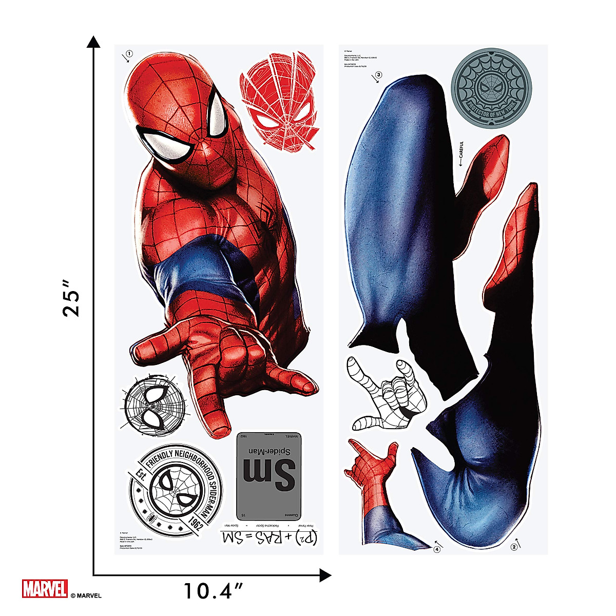 Wall Palz Marvel Spider-Man Peel and Stick Wall Decals - 30" Spider-Man Wall Decor with 3D Augmented Reality Interaction Marvel Decals for Wall