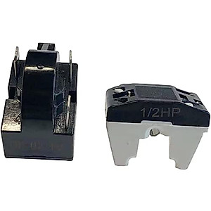 1Pcs QP-02-4.7 PTC Refrigerator Start Relay 3Pin Coolers Compressor Starter 4.7 Ohm with 1Pcs Refrigerator Overload Protector 1/2HP