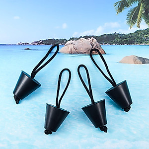 Sumind 8 Pieces Kayak Scupper Plug Silicone Scupper Plug Drain Holes Stopper Bung with Lanyard(Black)