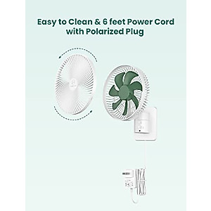 8.5 Inch Wall Mount Fan with A Remote Control and Timer, Small Portable Oscillation Socket Fan for RV, AC/DC(12V), 4 Speeds Garage Mounted Fans, Quiet Bedroom Fan for Kitchen, Bathroom,5.9 ft cord
