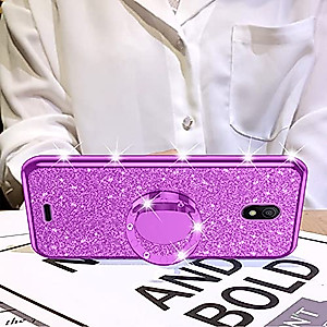 nancheng for Nokia C100 Case, Case for Nokia C100 (N152DL) Girls Women Glitter Cute Luxury Soft TPU Silicone Clear Cover with Ring Stand Bumper Shockproof Full Body Protection Phone Case - Purple