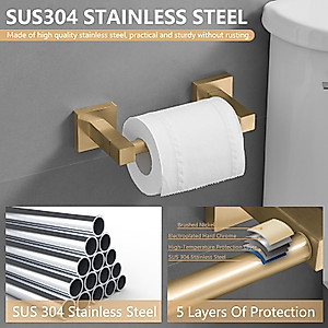 BATHLAVISH All Brass 360° Bidet Sprayer Set for Toilets, Wall or Toilet Mount Bundle with Gold Toilet Paper Holder, Brushed Gold Bathroom Toilet Roll Holder