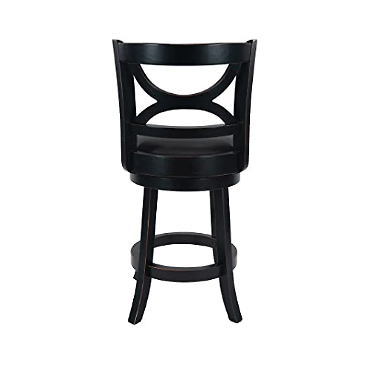 Boraam Florence 24" Counter Height Wood Swivel Stool, Black Sandthru