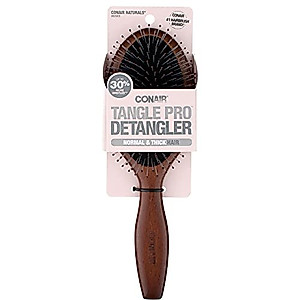 Conair, Tangle Pro Detangler, Normal & Thick Hair, Wood Cushion Hair Brush, 1 Brush