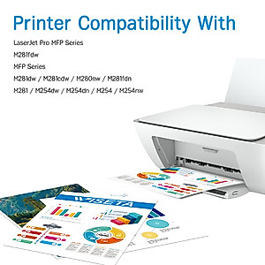 WISETA 202X 202A CF500X Compatible Toner Cartridge Replacement for HP 202X CF500X 202A CF500A Compatible with HP Pro MFP M281fdw M281cdw M254dw M281 M254 M280nw Printer(1Black 1Cyan 1Magenta 1Yellow)
