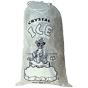 Crystal Clear Plastic Ice Bags with Cotton Draw String, 10 lb., Pack of 100