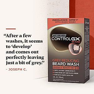 Just for Men Control GX Multipack, Shampoo for Lighter Shades of Hair, and Mustache and Beard Wash, Gradually Colors Grey Hair, 4 oz. Bottles