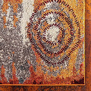 Unique Loom Estrella Collection Modern, Abstract, Light Colors, Distressed Area Rug, 5 ft x 8 ft, Orange/Beige