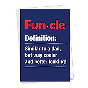 NobleWorks - 1 Funny Happy Birthday Notecard - Uncle Humor Greeting Card with Envelope - Funcle C7232BDG