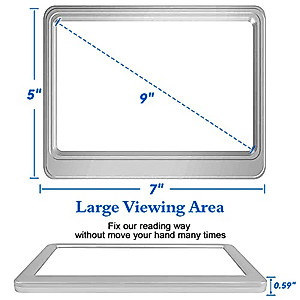 NZQXJXZ 5X Magnifying Glass for Reading Full Large Page Viewing Area Magnifier Lightweight Handheld Magnifier for Reading Seniors and Low Eyesight Person Silver