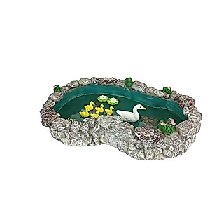 GlitZGlam Duck Pond -Mother and Ducklings! A Miniature Duck Pond for a Miniature Fairy Garden and Miniature Garden Accessories