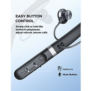 Bluetooth 5.2 Neckband Headphones Around the Neck Bluetooth Earphones with 35H Playtime, Noise Cancelling Wireless Neckband Earbuds USB-C Fast Charging/IPX8 Waterproof/Magnetic Design, for Sport