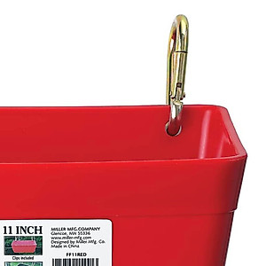 Little Giant FF11RED 4.5 Quart Heavy Duty Plastic Feed Trough Bucket Fence Feeder with Carabiner Clips for Livestock and Pets, Red (6 Pack)