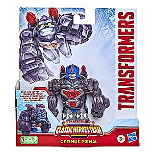 Transformers Classic Heroes Team Optimus Primal Converting Toy, 4.5-Inch Action Figure, for Kids Ages 3 and Up