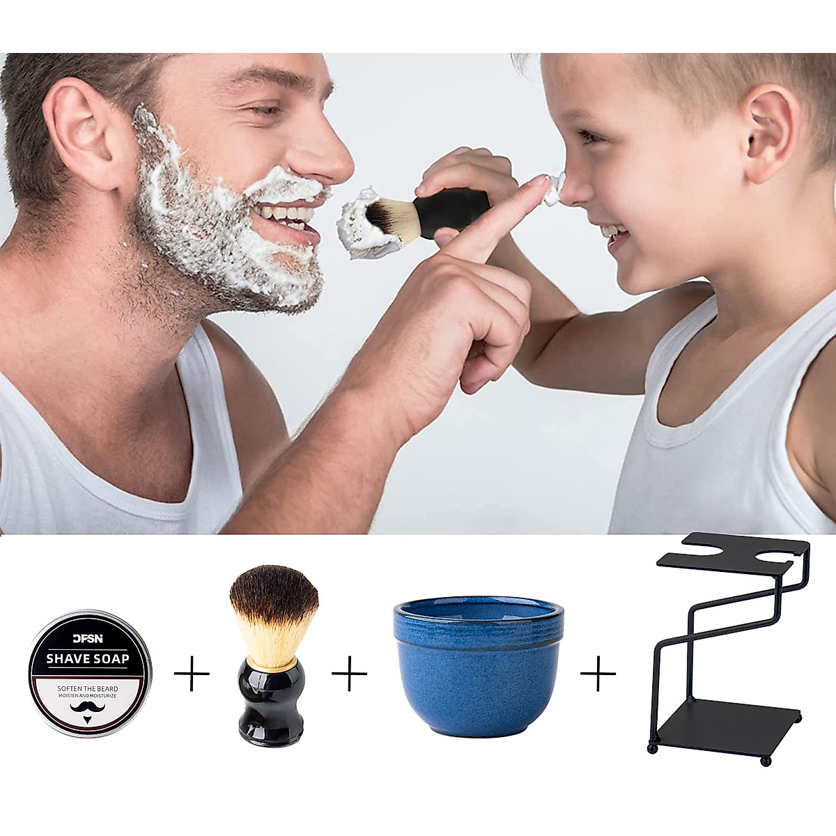 dgudgu Shaving Brush And Bowl Straight Razor Shaving Kit Shaving Bowl And Brush Set Shaving Brush Kit Shaving Cream Bowl Shaving Mug And Brush Set For Men Contain Cup,Brush,Razor Stand,Soap