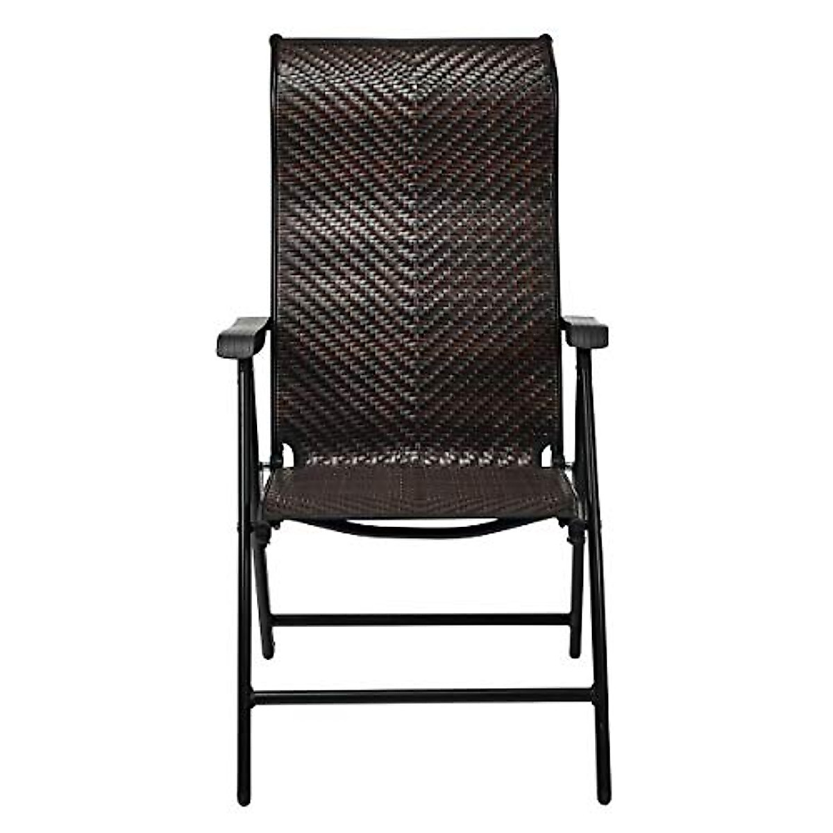 2PCS Outdoor PE Rattan Folding Lounge Chair Recliner 5 Adjustable Backrest Position Steel Frame Ideal For Patio Beach Balcony Backyard Pool Side Use Perfect For Family Gathering Party Outdoor Camping