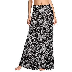 Urban CoCo Women's Stylish Spandex Comfy Fold-Over Flare Long Maxi Skirt (2XL, 5)