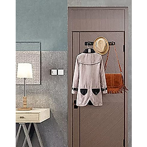 GemXuen Coat Rack for Hanging Coats Hats Towel Robes Bags,Heavy Duty Wall Hook for Entryway Bathroom Kitchen Office, Stainless Steel Out Door Coat Hook Black 5-Hooks