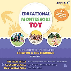 BEKILOLE Wooden Number Puzzle for Toddler Activities - Montessori Toys for Toddlers Shape Sorting Counting Game for Age 3 4 5 Year olds Kids - Preschool Math Learning Toys for Toddlers