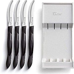 Cutco Steak/Table Knives 1759 Set of 4 Black Handle (Classic Dark Brown) Serrated