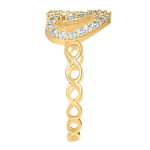 10k Two tone Gold Womens CZ Cubic Zirconia Simulated Diamond Double Love Hearts Ring Measures 9.6mm Long Jewelry for Women