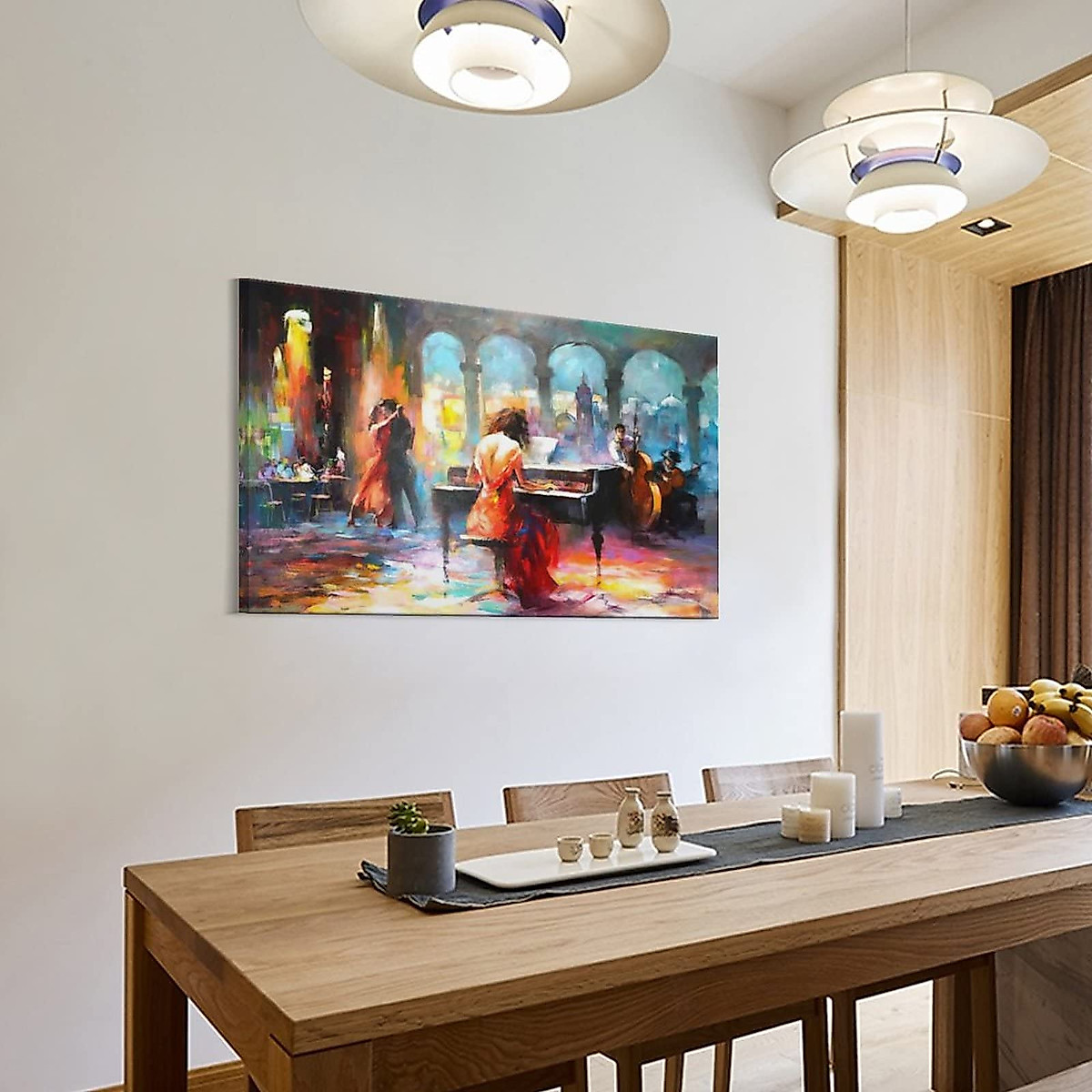 Romantic Couple Canvas, Piano Wall Decor, Sparkling Dance Pleasure Canvas, Abstract Music Wall Decor Canvas Wall Art Living Room Posters Bedroom Paintings And Picture Prints Modern Home Bedroom Decora