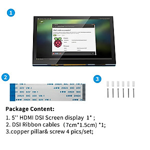 Portable 5'' HDMI Touchscreen - AURSINC IPS LCD Display Monitor for Raspberry Pi 4 4B 3B+ 3B 3A+ 2B B+ Windows 7/8/10 | Capacitive Touch Panel with DSI Cables | 800x480 PXS | Plug & Play Driver Free