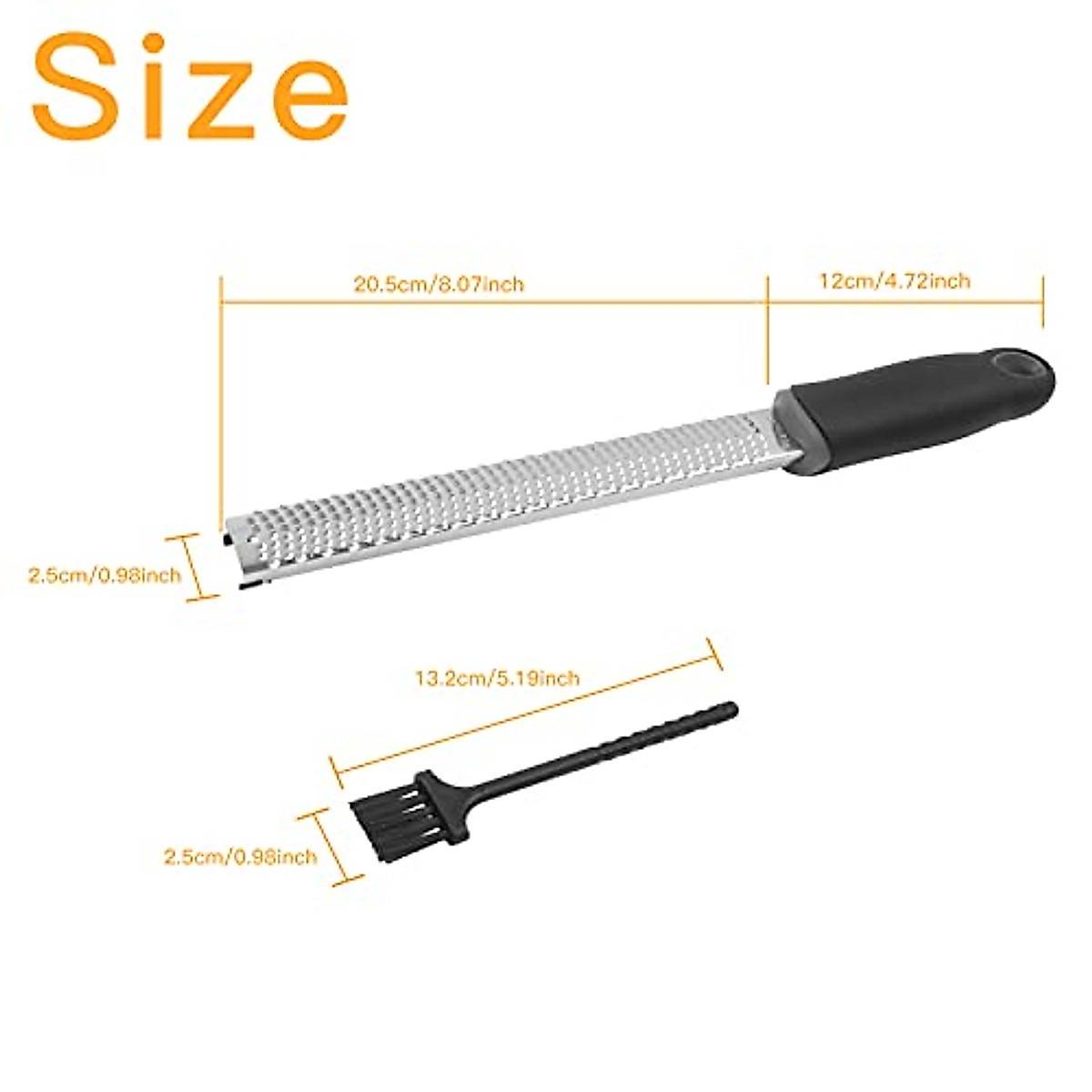 Sihuuu Zester Grater, Lemon Citrus Zester for Kitchen, Parmesan Cheese, Chocolate, Ginger, Garlic, Nutmeg, Vegetables, Fruits, Soft Touch Handle (12.8 Inch, Black)