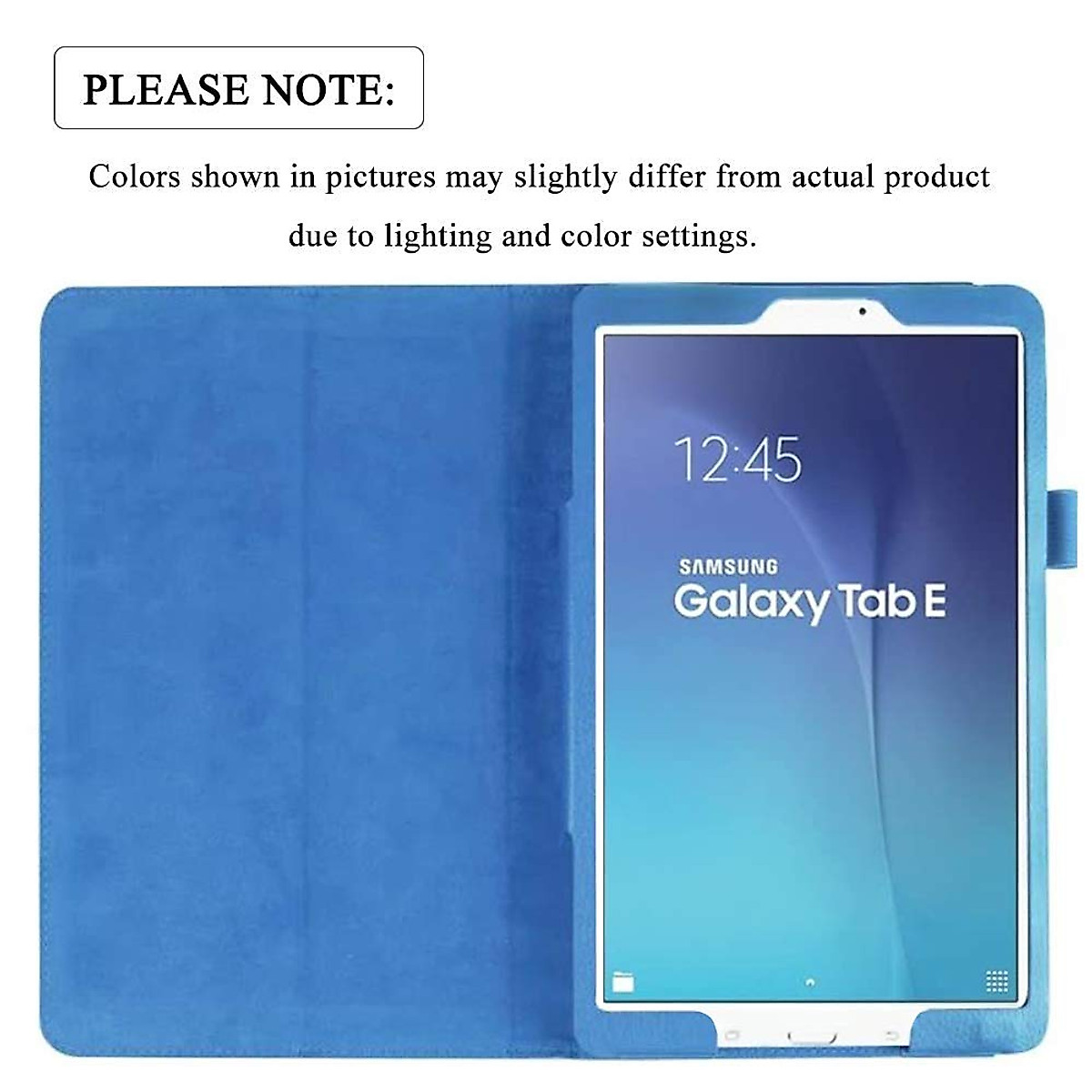 EKVINOR Galaxy Tab E 9.6 Case - Slim Leather Stand Folio Case Cover for Samsung Galaxy Tab E 9.6 Inch Tablet (Fit All Versions SM-T560 T561 T565 and SM-T567V) - Light Blue