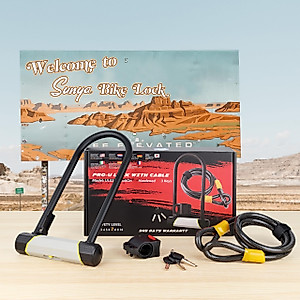 SUNYA Bike Lock Heavy Duty Anti Theft, Bicycle Lock with 3 Keys High Security, Bike U Lock 180x320mm + 4.9 Foot Cable. Fit for Road Mountain Folding Scooter Motor Bike