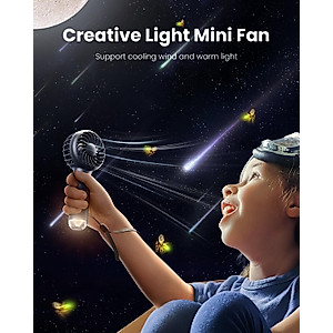 Gaiatop Neck Fan Rechargeable Mini Portable Fan Cute Camera Design, Lash Fan with 360°Rotate Mirror, 3 Speed USB Handheld Fan with LED Display, Personal Fan as Travel Essentials (Navy Blue)