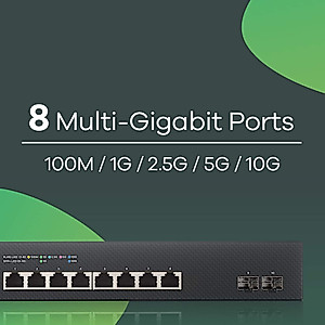 Zyxel 8-Port Multi-Gigabit Ethernet Smart-L2+ Managed Switch | 2X 10G Ethernet | 2X 10G SFP+ | Optional Nebula Cloud | Rackmount | Limited Lifetime [XMG1930-30HP]